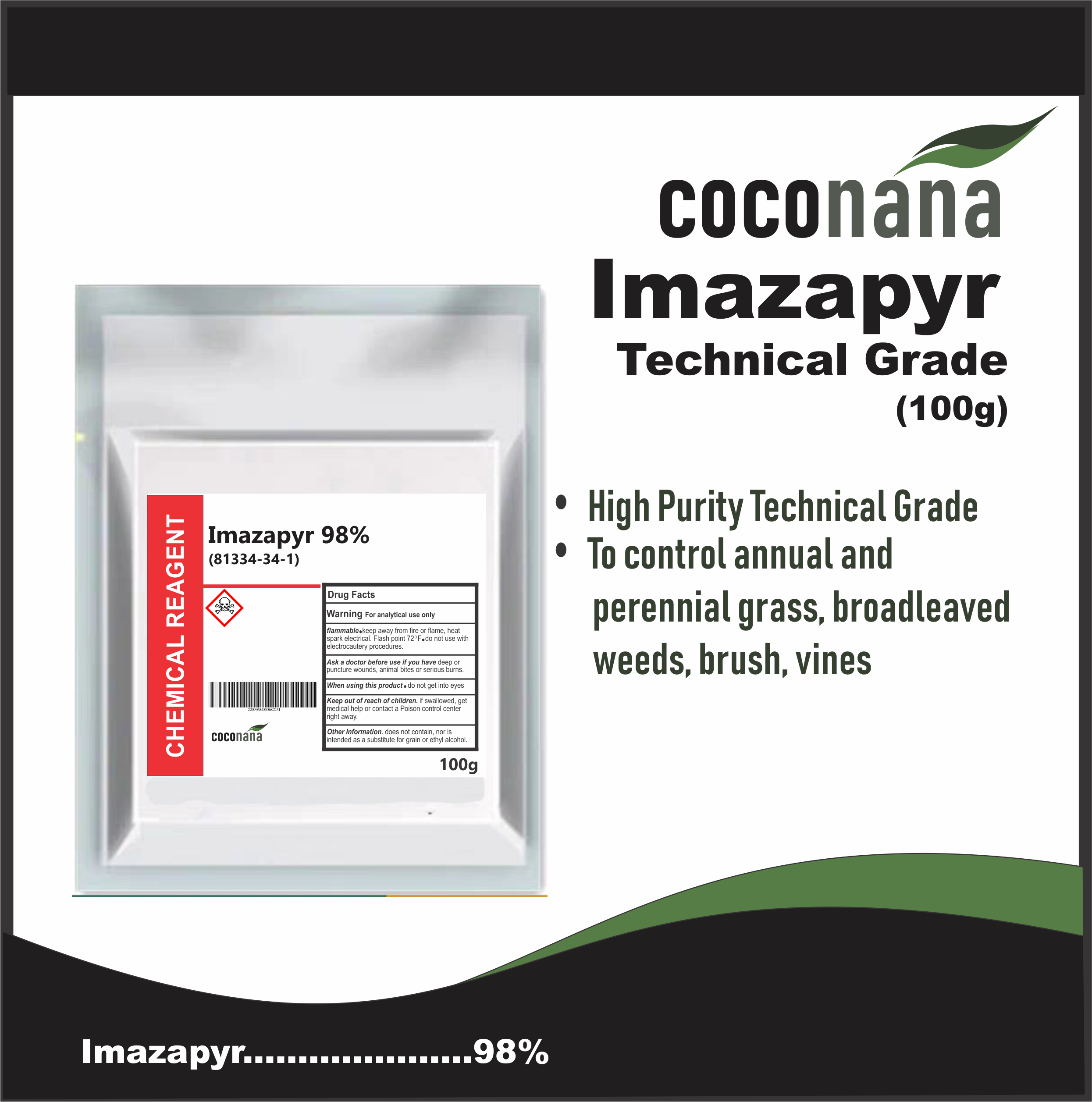 Imazapyr 98%TC (100g) / Racun rumpai / Herbicide | Lazada