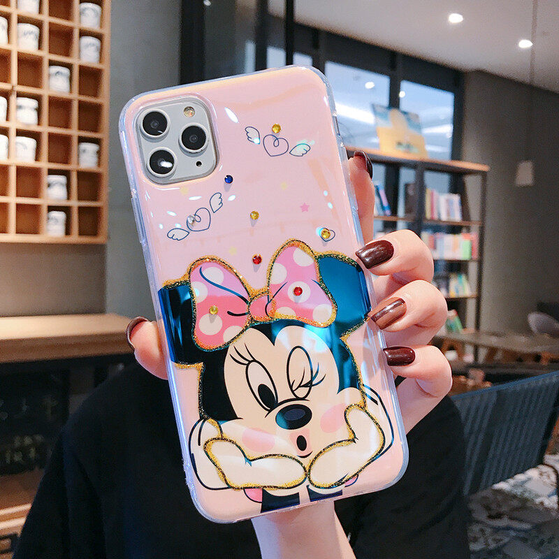 Cartoon Lovely Mickey Minnie Mouse Mobile Phone Case with Bling Glitter ...