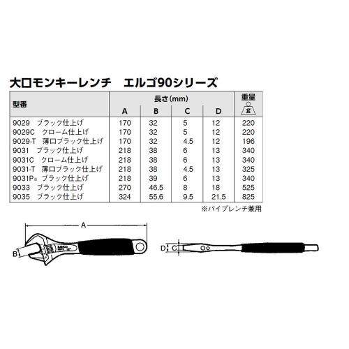 BAHCO Adjustable Wrenchประแจปากตายทรงลิงขนาดใหญ่170มม.9029 - want jp DIY - ThaiPick