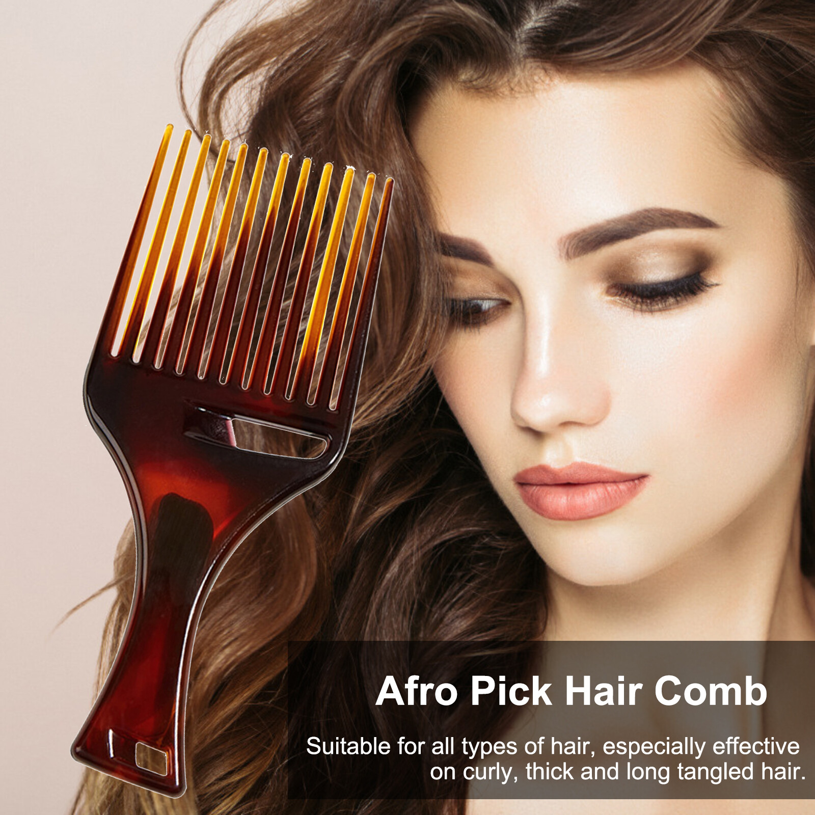 Afro Pick Hair Comb Curly Hair Brush Salon Hairdressing Styling Long ...
