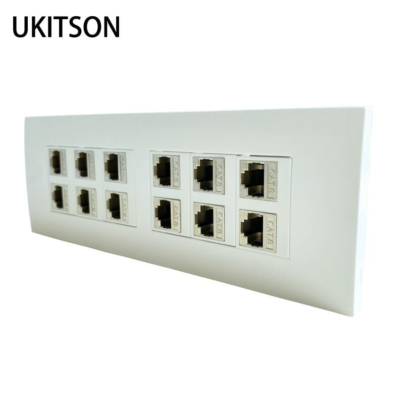 12 Ports Shield CAT8 RJ45 Wall Faceplate Connector 40Gbps Super Speed ...