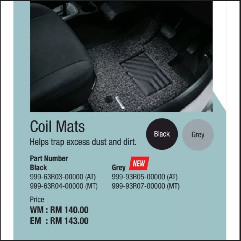 Perodua AXIA Gear Up Coil Mats Original | Lazada