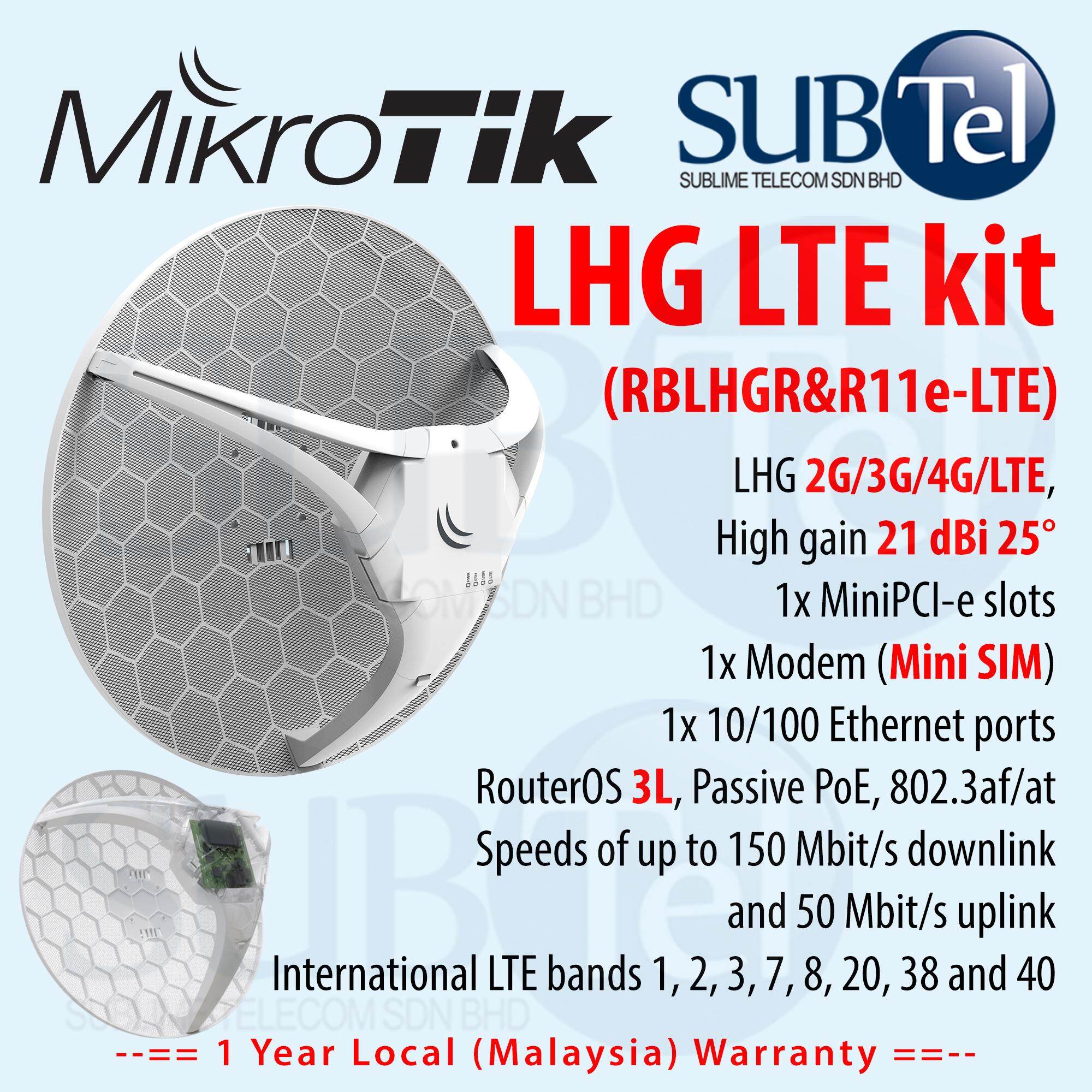 Mikrotik LHG LTE kit RBLHGR&R11e-LTE LHG 2G/3G/4G/LTE High gain 21 dBi ...