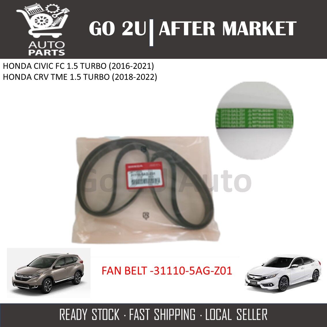 FAN BELT -31110-5AG-Z01 / 7PK1710 HONDA CIVIC FC 1.5 TURBO (2016-2021 ...