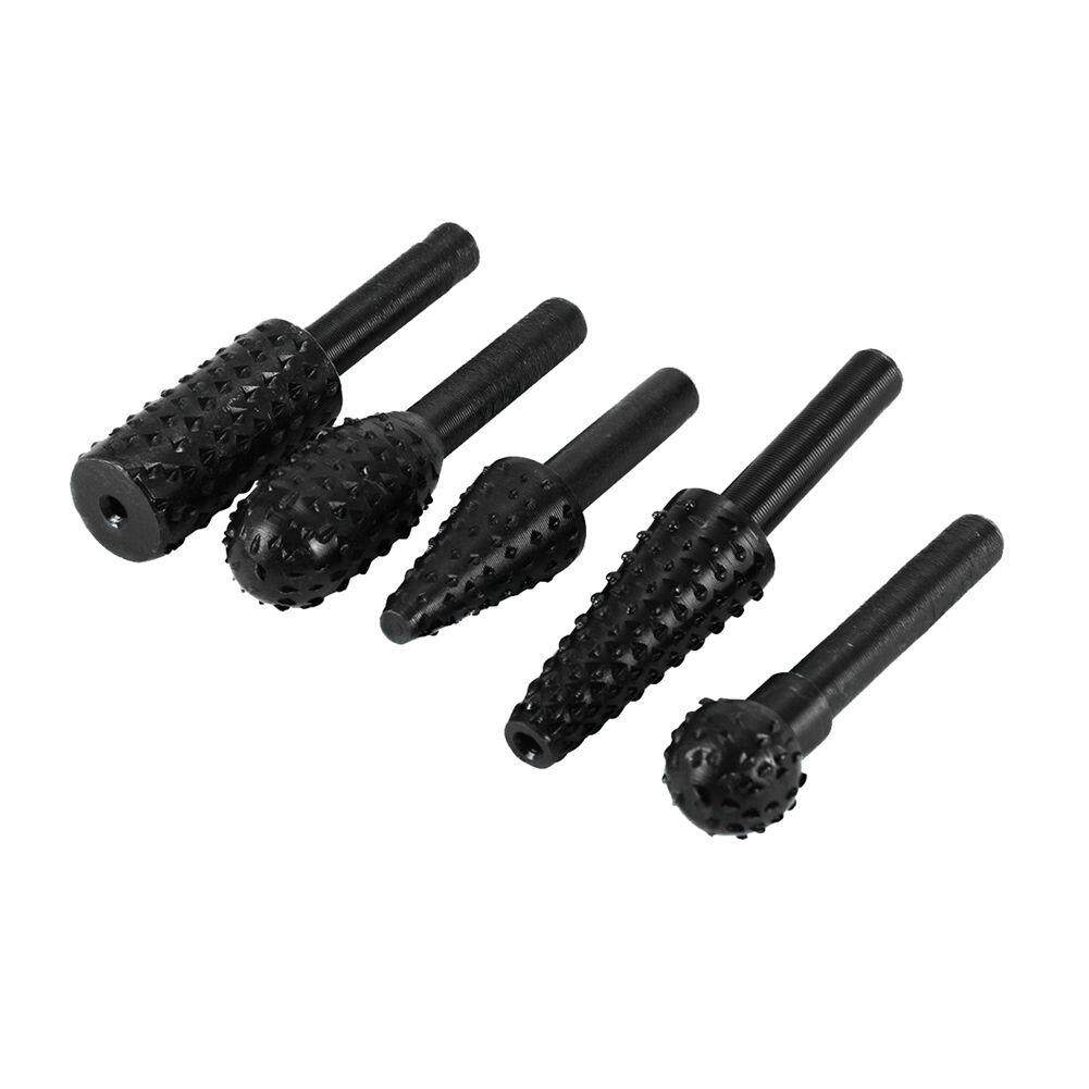 5pcs Rotary Burr Set of Wooden Rasp Carving File 6mm Shank Drill Bits ...