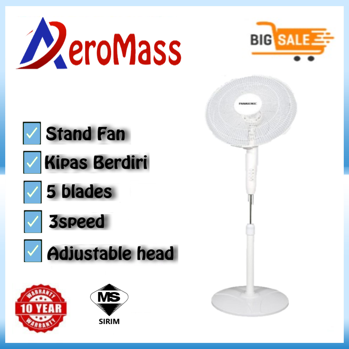 FLASH SALES AeroMass Stand fan Ultra Strong Floor Stand Fan 16 Inch 5 ...