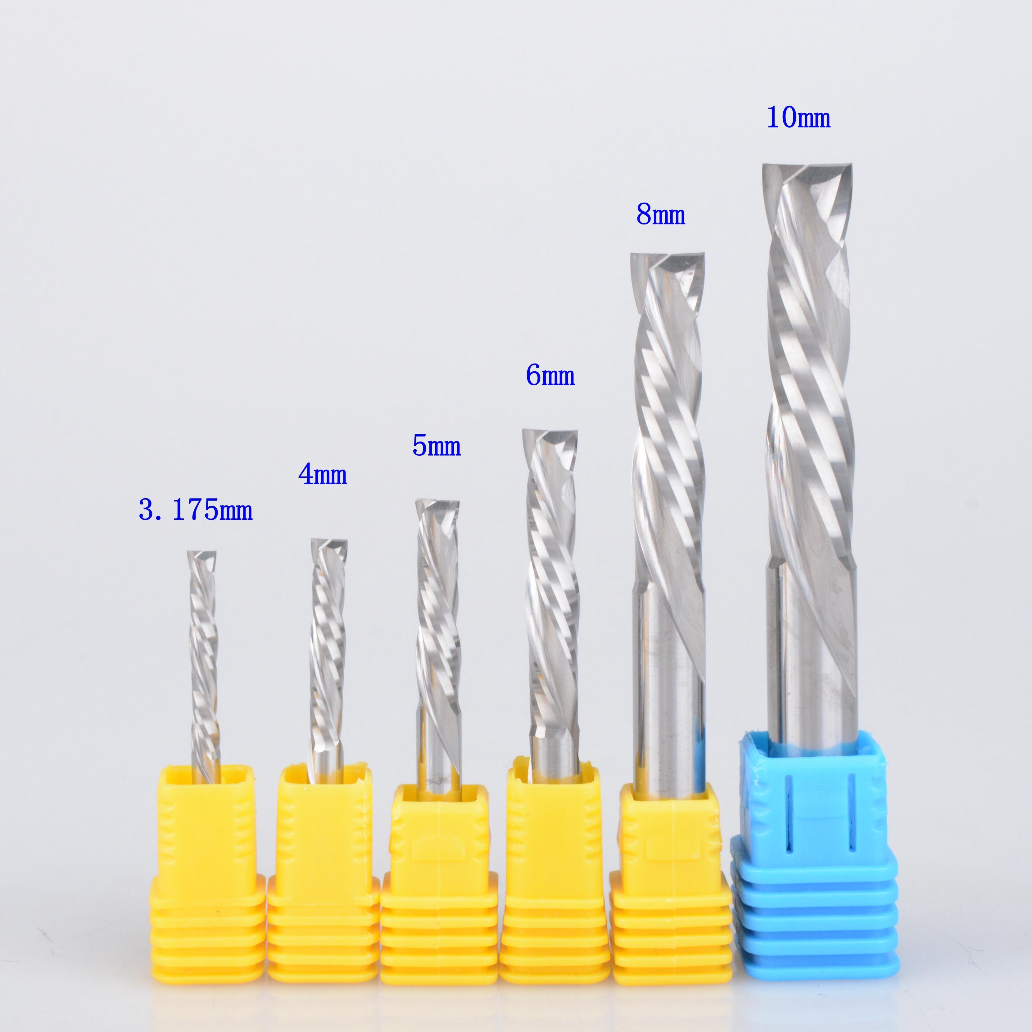 5Pcs 3.175/4/5/6/8/10mm UP & DOWN Cut Two Flutes Spiral Carbide Mill ...