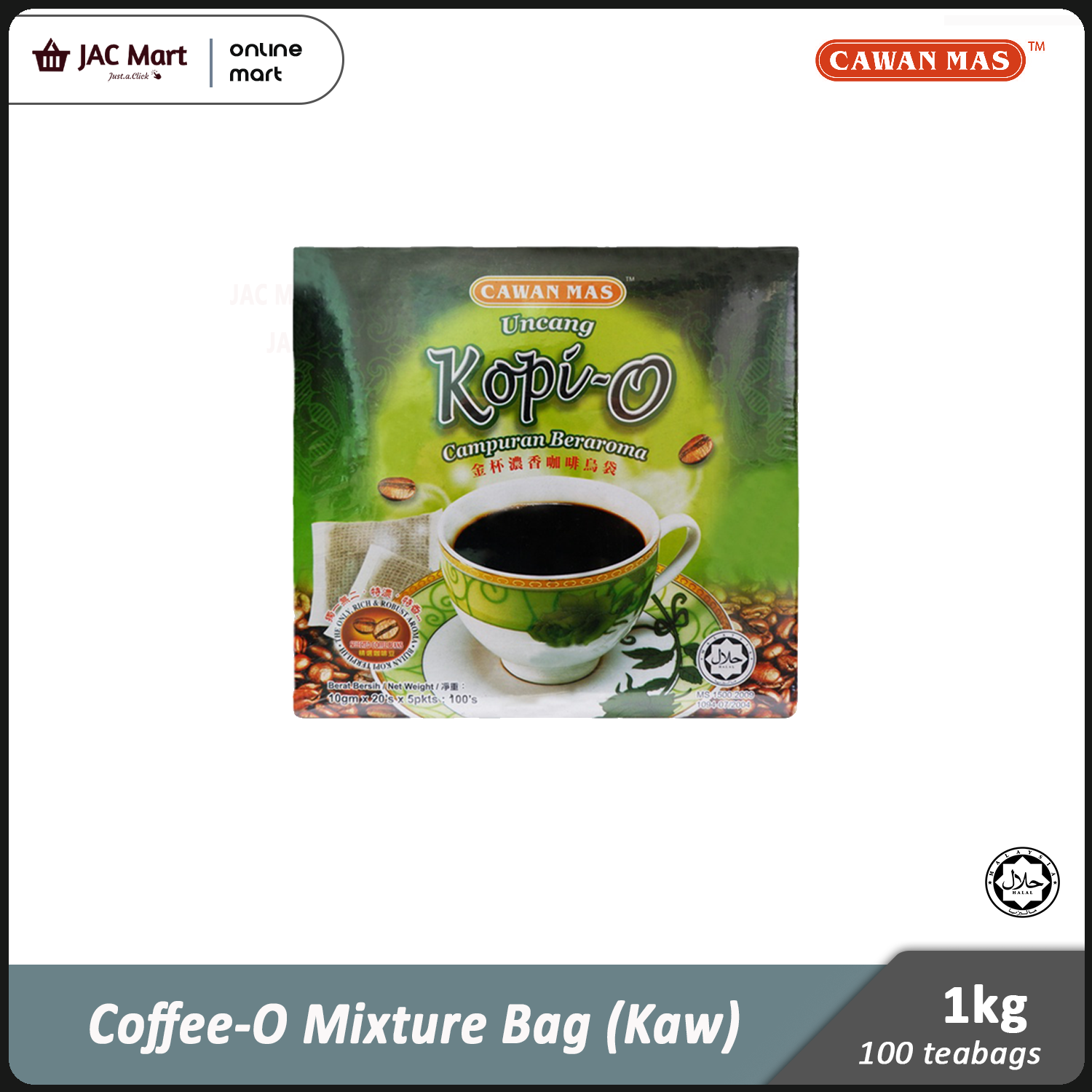 Cawan Mas Kopi-O Mixture Bag | 金杯咖啡乌 1KG (100's x 10G) | Lazada