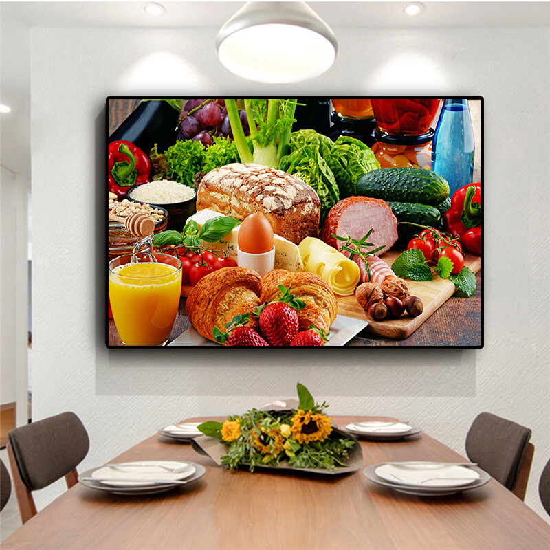 Vegetables Bread Fruits Kitchen Canvas Painting Cuadros Restaurant ...