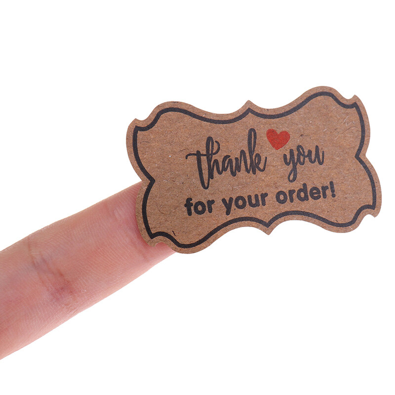 Fs 250pcs Roll Handmade Sticker Thank You Stickers Kraft Paper Label