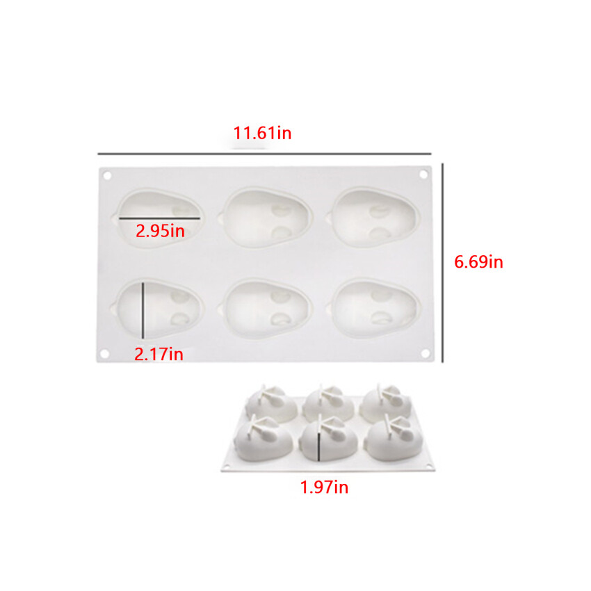 3D Rabbit Shape Silicone Cake Mold 6-Cavity Mousse Dessert Baking Bunny ...