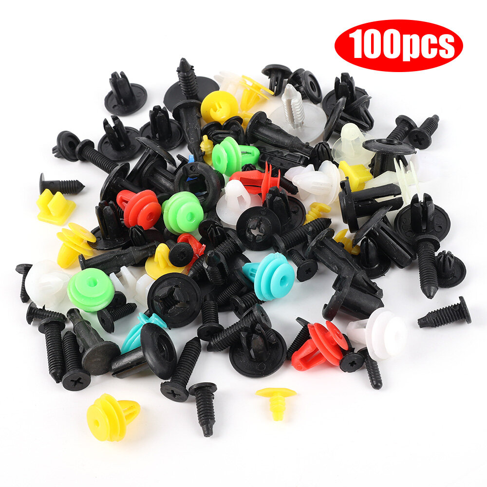 100Pcs Mixed 10 sizes Car Fastener Clips Rivet Pin Snap Nylon Door ...