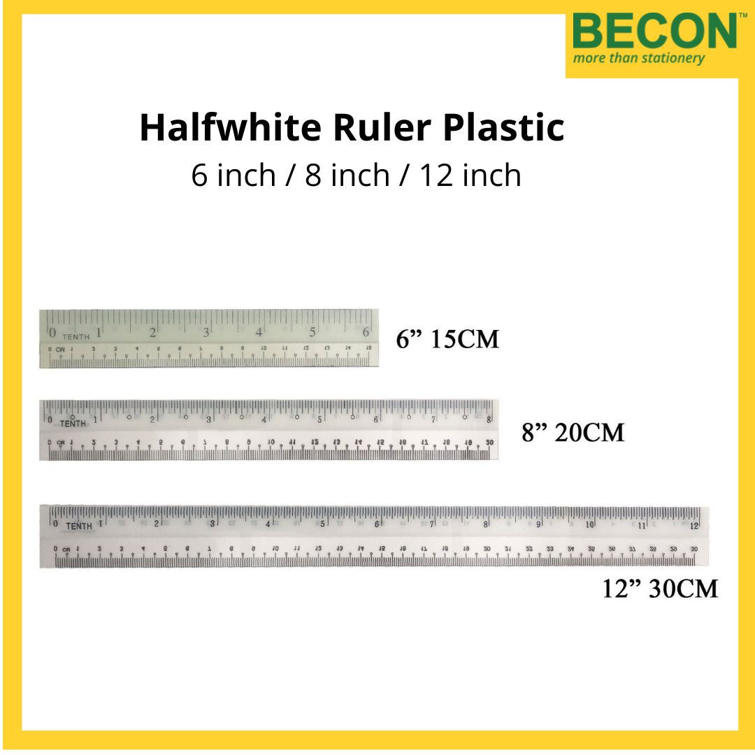 Halfwhite Ruler Plastic 6 inch / 8 inch / 12 inch | Lazada