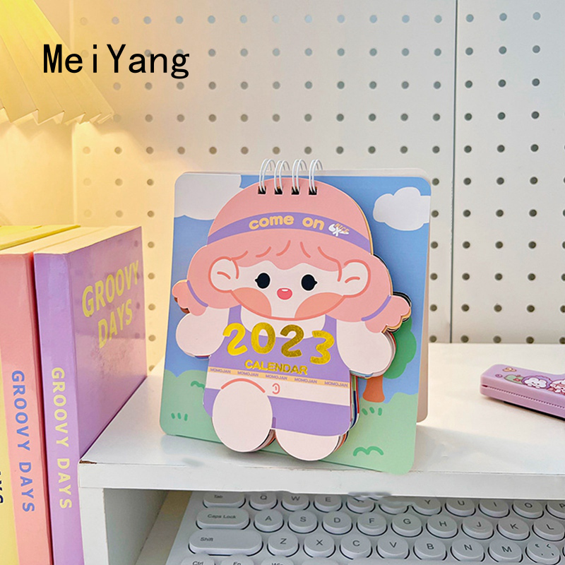 MeiYang Cartoon 2023 Bronzing Desk Calendar Student Desktop Decoration ...