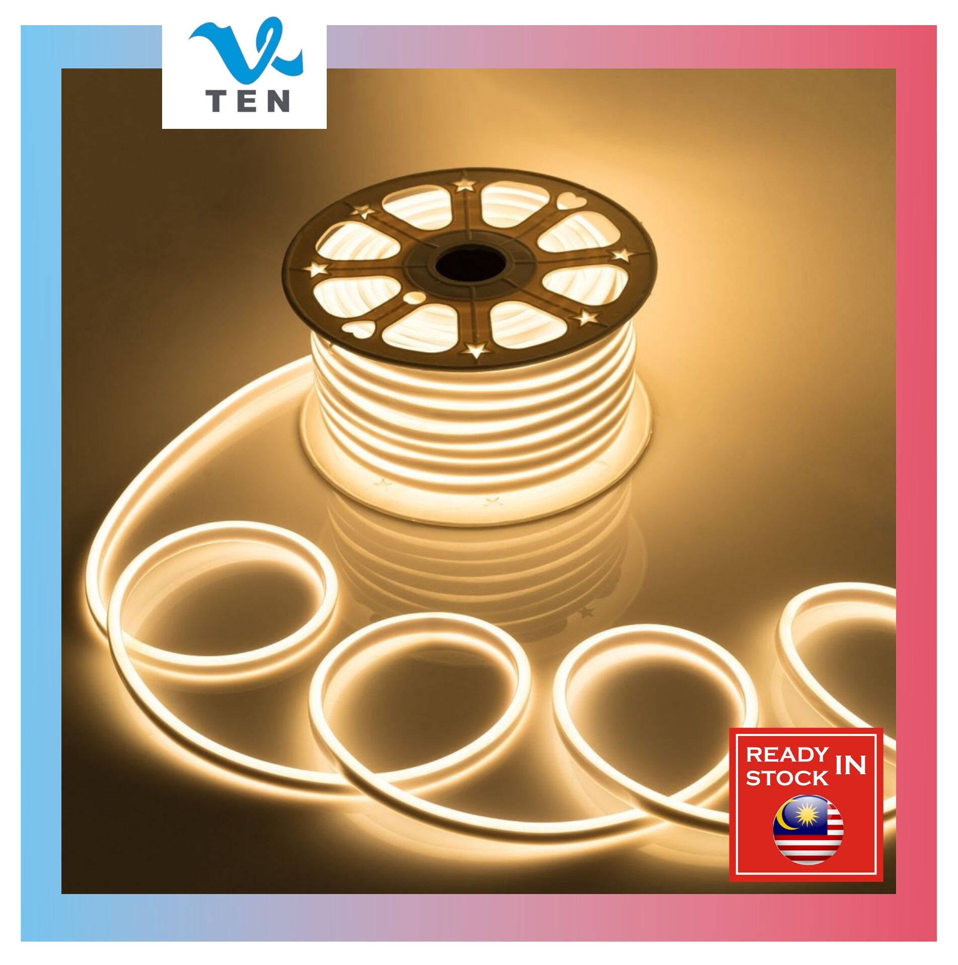 91-100Meter LED Neon Strip Light AC240V Waterproof Narrow Warm White ...