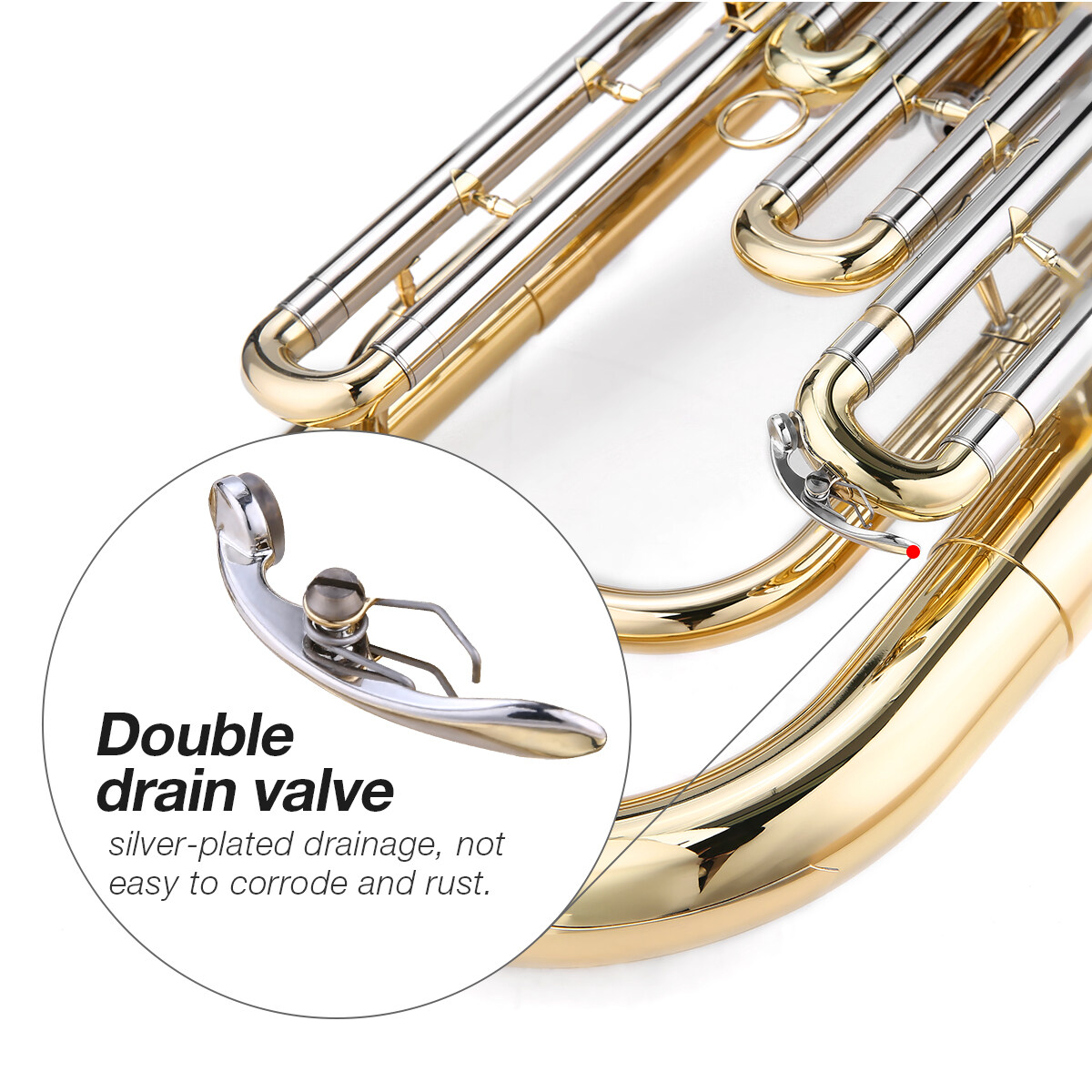 Brass B Flat Baritone Horn Bb Piston-Style Gold Lacquer Surface Wind ...