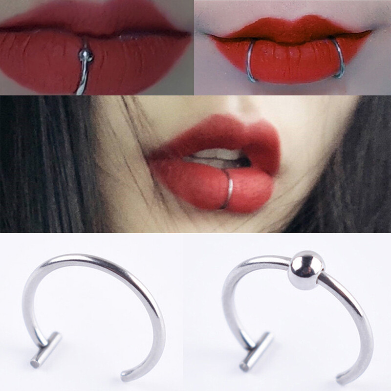 Women Lips Rings Nose Ring Piercing Clip mouth Ring Fake Piercing Body ...