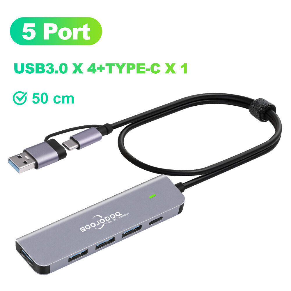 GOOJODOQ 5-in-1 5Port USB 3.1 Type-C High Speed USB C Hub with Hub 3.0 ...