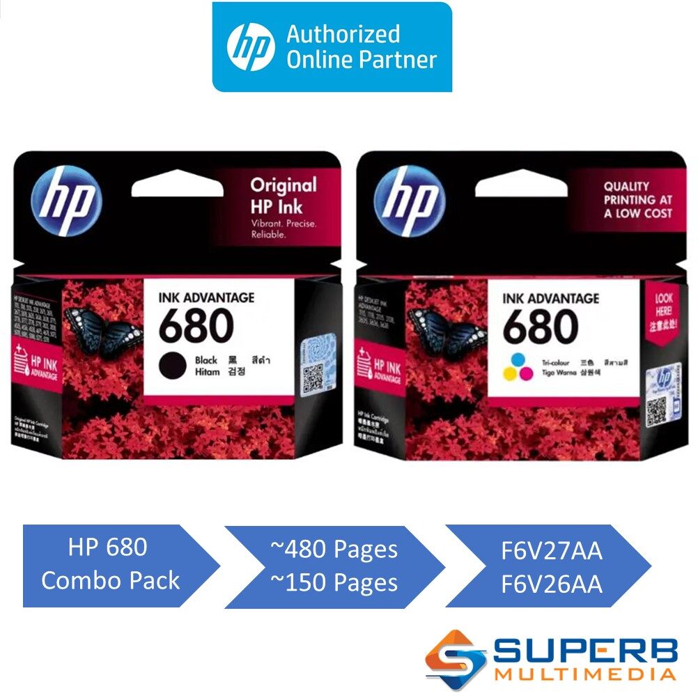 Hp 680 Original Single Pack Combo [ Black + Tri-Colour ] Cartridge | Lazada