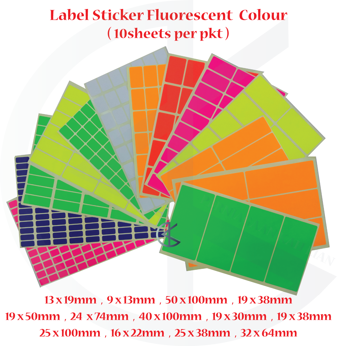 Label Paper Sticker Fluorescent Colour / Color Sticker (10 Sheets per ...