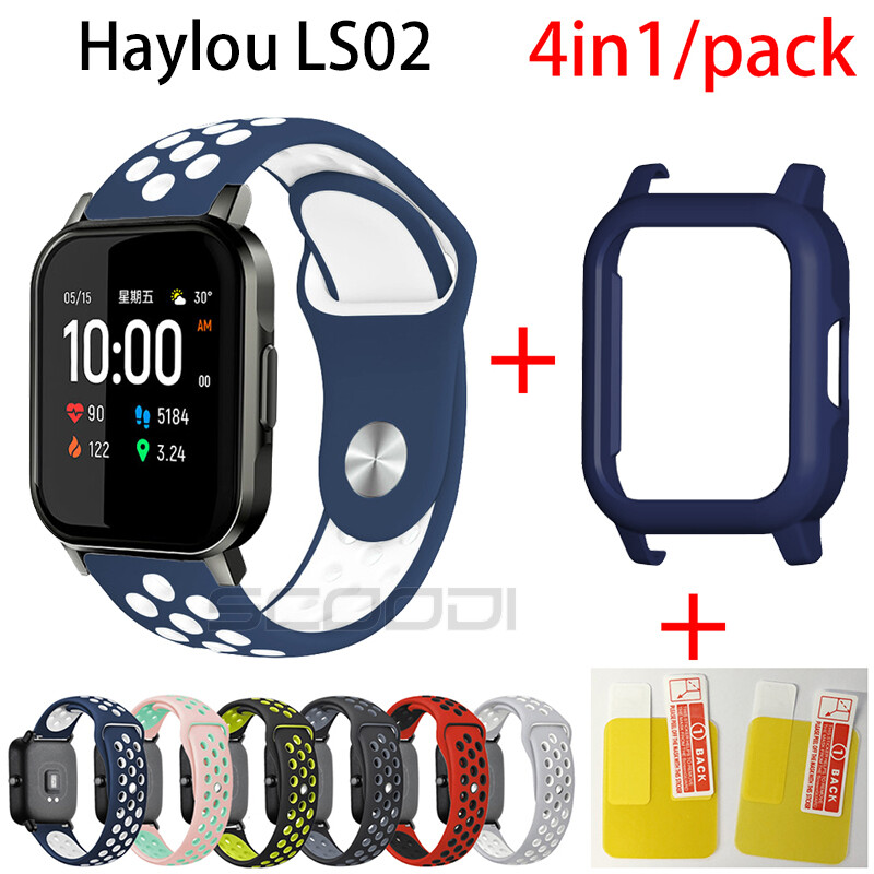 4in1สำหรับ Xiaomi Haylou LS02สายคล้องคอซิลิโคนนิ่มสายรัดข้อมือกีฬา ...