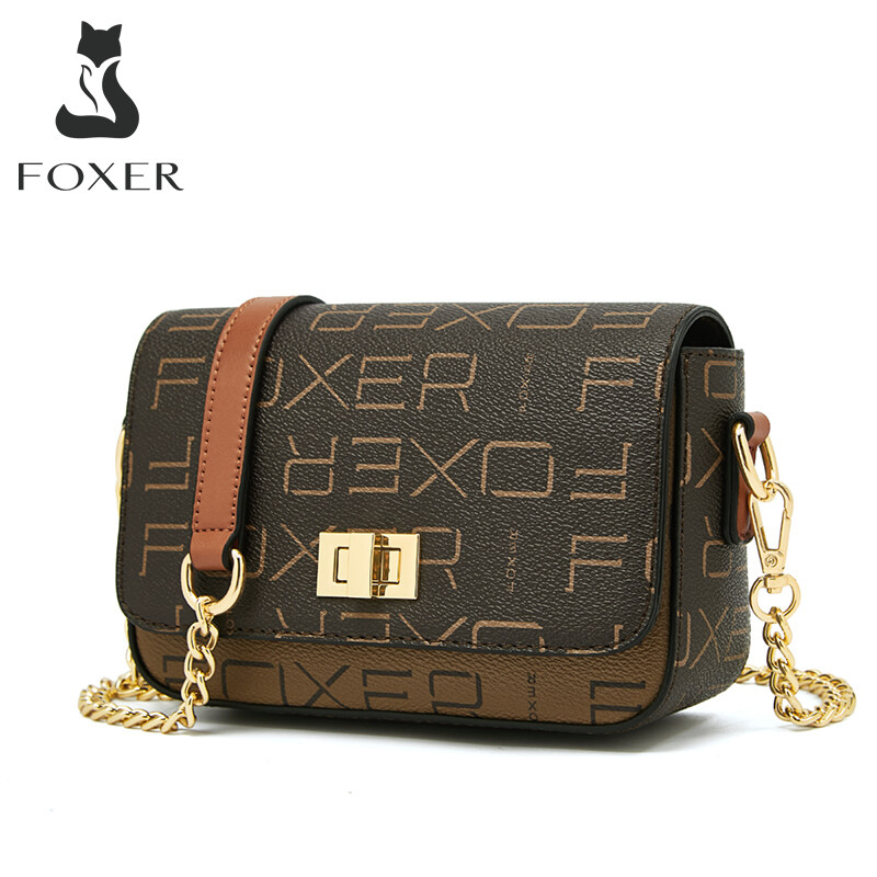 FOXER Women PVC หนัง Crossbody Bag สำหรับผู้หญิง Chain Signature Women ...