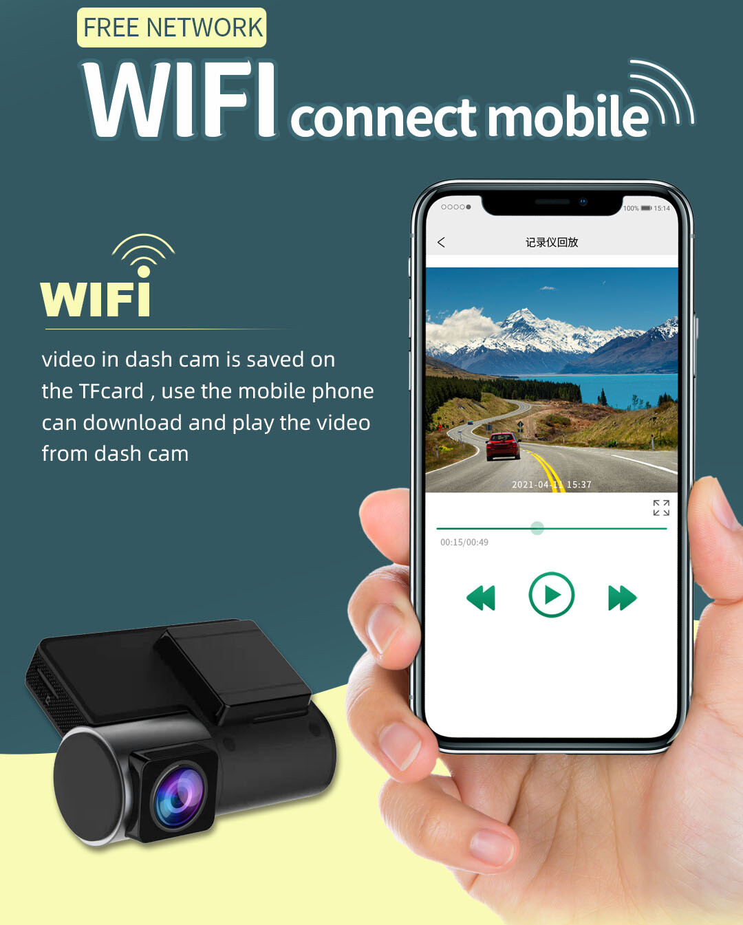 EKLEVA กล้องติดรถยนต์ขนาดเล็ก Wi-Fi FHD 1080P Dash Cam การมองเห็นได้ใน ...