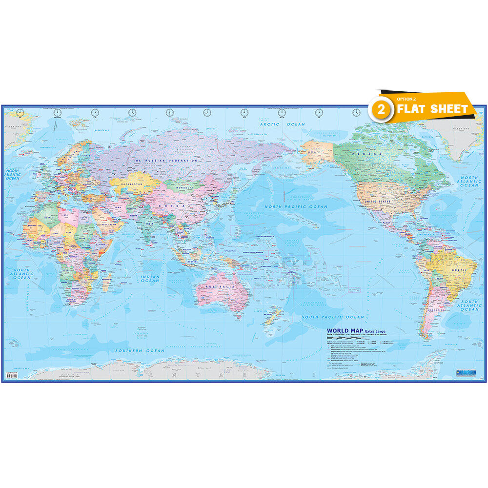 🌎 World Map Extra Large (34.5” x 60” / 87.6cm x 152.4cm) | Peta Dunia ...