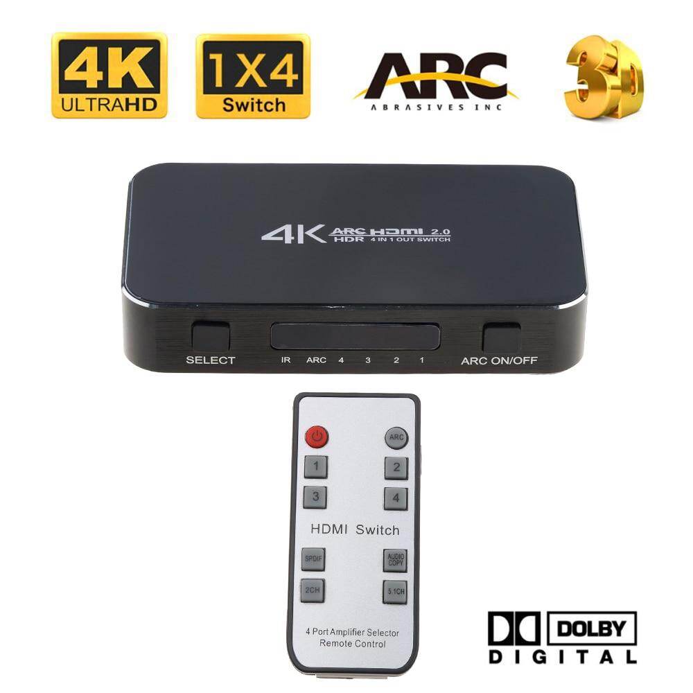 สวิตช์ HDMI 2.0 4 K 60 HZ HDR HDMI สวิทช์สลับสัญญาณ 4 In 1 OUT สวิตช์ ...