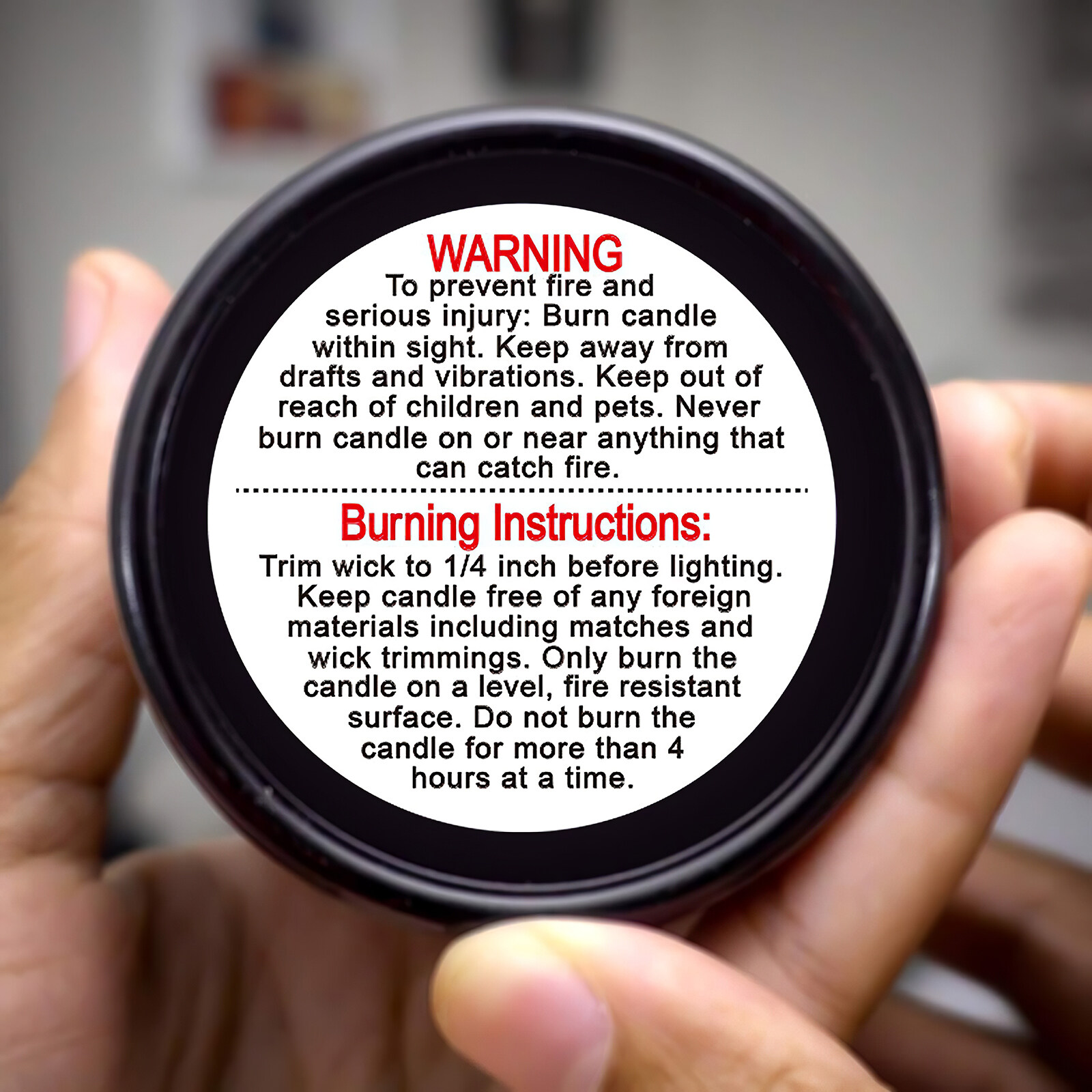 Candle Warning Sticker Candle Jar Container Stickers Candle Safety ...