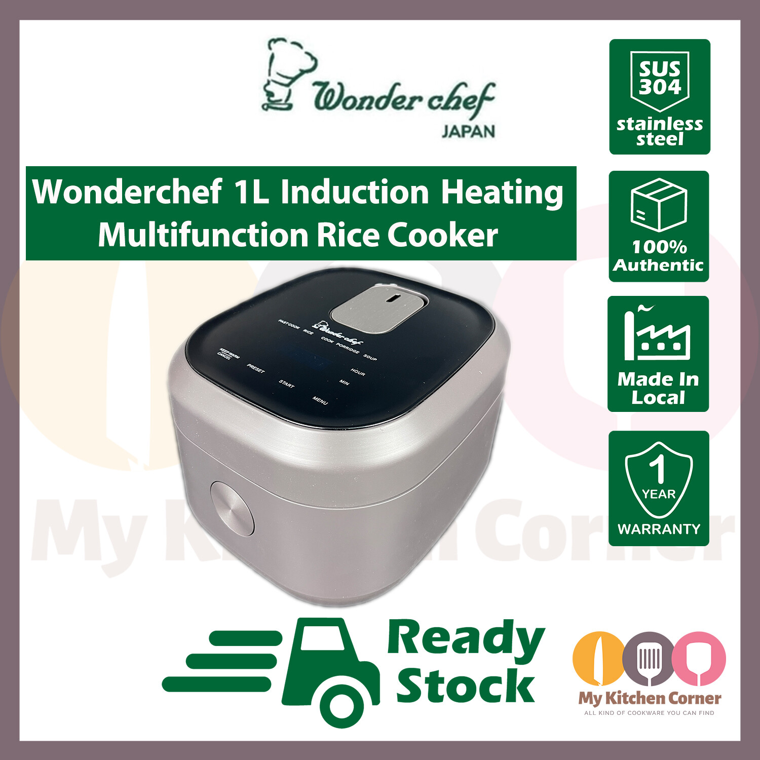 WONDERCHEF 1L Induction Heating (IH) Magic Rice Cooker Stainless Steel ...