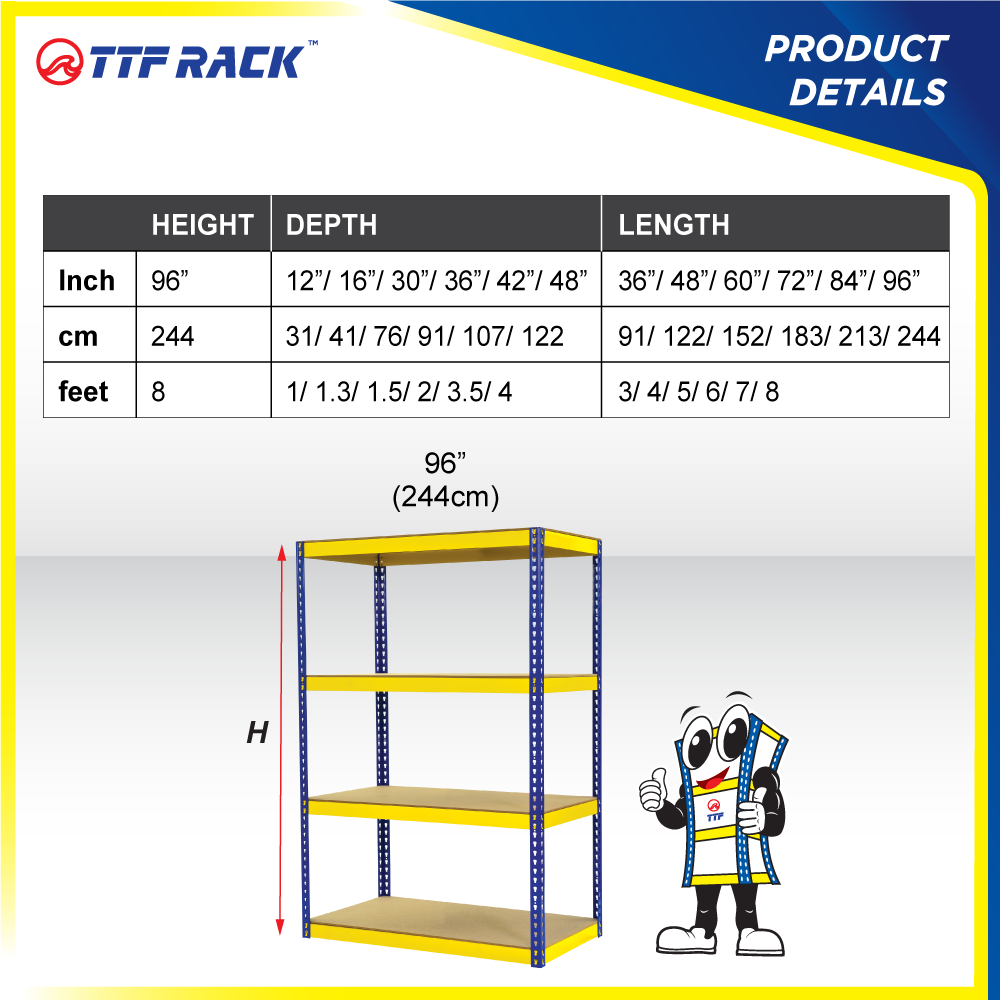 TTF Rack™BOLTLESS RACK H244cm D31-122cm/ Heavy Duty Rack Besi Rak ...