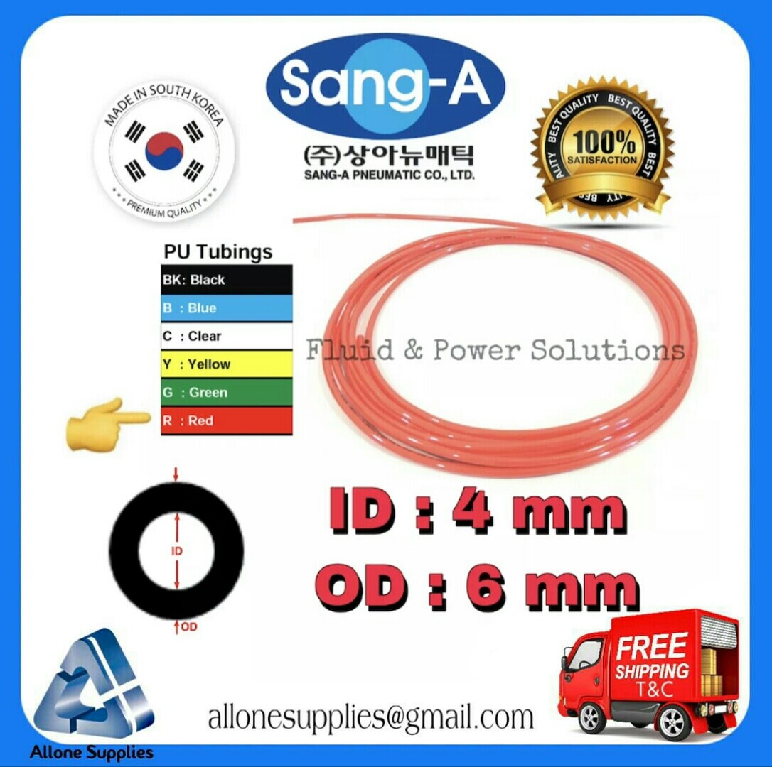 "Sang-A" 6mm x 4mm [PU] Polyurethane Tube, Made in Korea Pneumatics Polyurethane Tube Air Hose ...