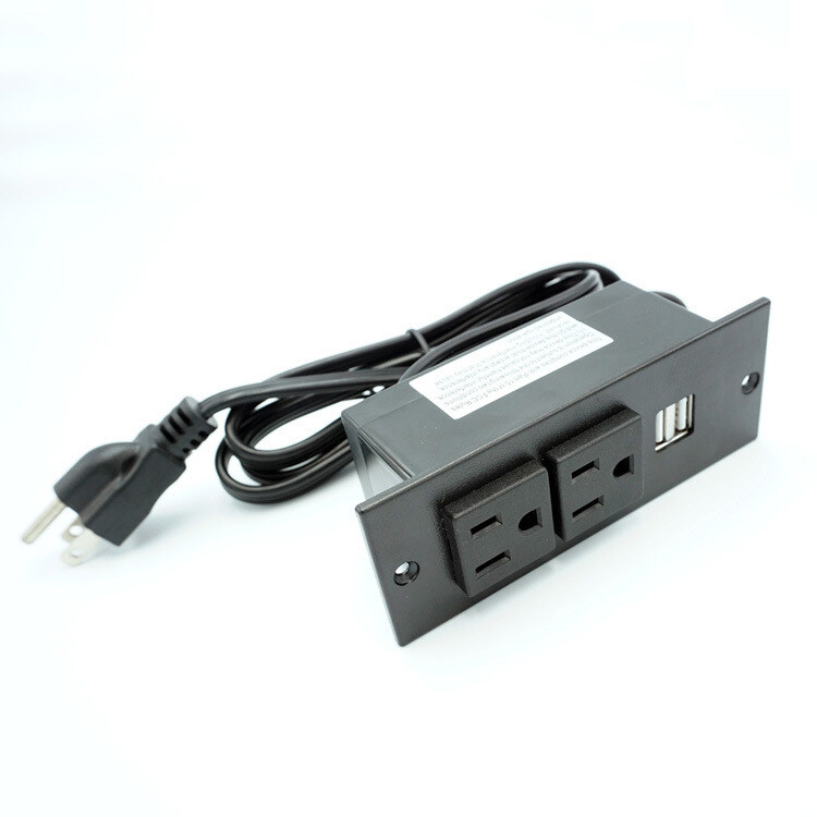 US Office Hidden Socket Home 2 USB With Cable Hidden Embedded Desk ...
