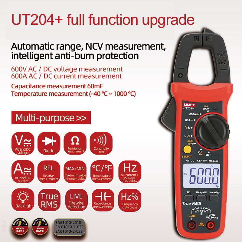 24ชั่วโมง UNI-T UT201 Plus UT202 Plus UT202A UT203 UT204 400-600A แคลม ...