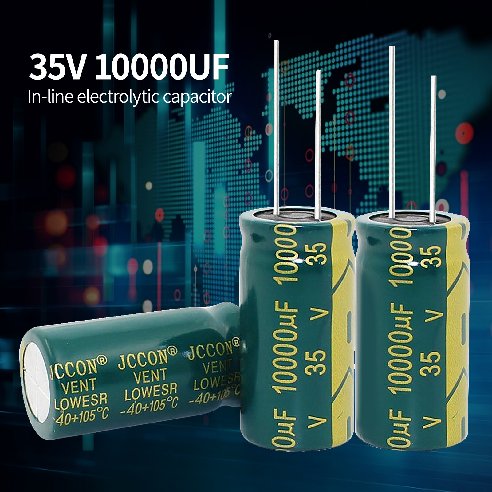 ตัวเก็บประจุชนิดอลูมิเนียมอิเล็กโต5,5ชิ้น35V 10000UF 18*35มม. ความถี่ ...
