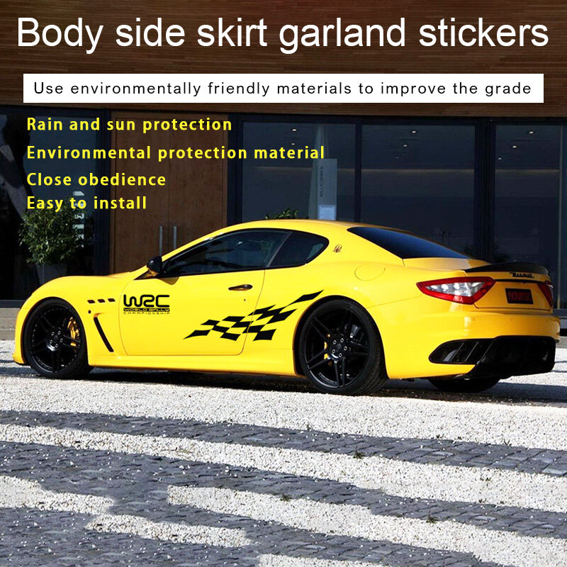 2Pcs Car modified waistline garland full car stickers body stickers WRC ...
