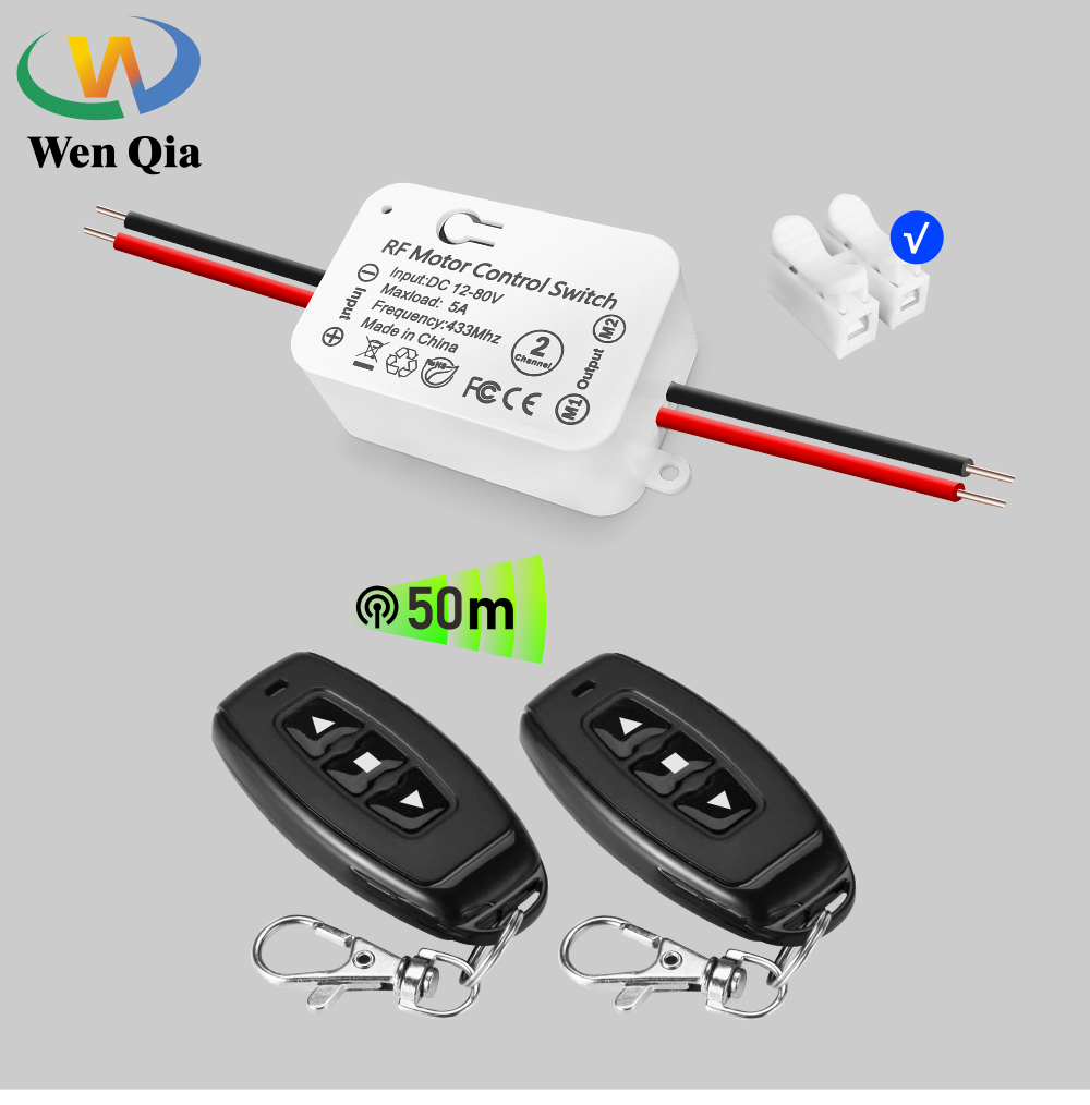 WenQia RF 433MHz DC 12V 24V 48V 60V 5A Relay Receiver Module and Long ... WenQia RF 433MHz DC 12V 24V 48V 60V 5A Relay Receiver Module and Long ...