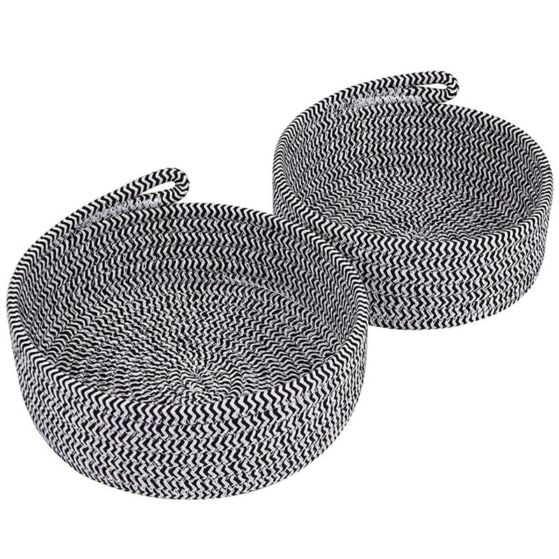 Small Basket Set of 2 Mini Woven Baskets Round Cotton Rope Basket ...