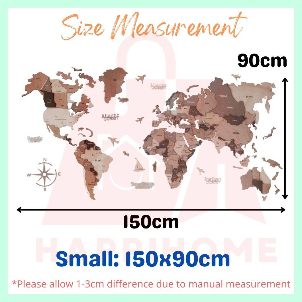 Wooden World Map Travel Wall Decoration Interior Design Map Puzzle ...