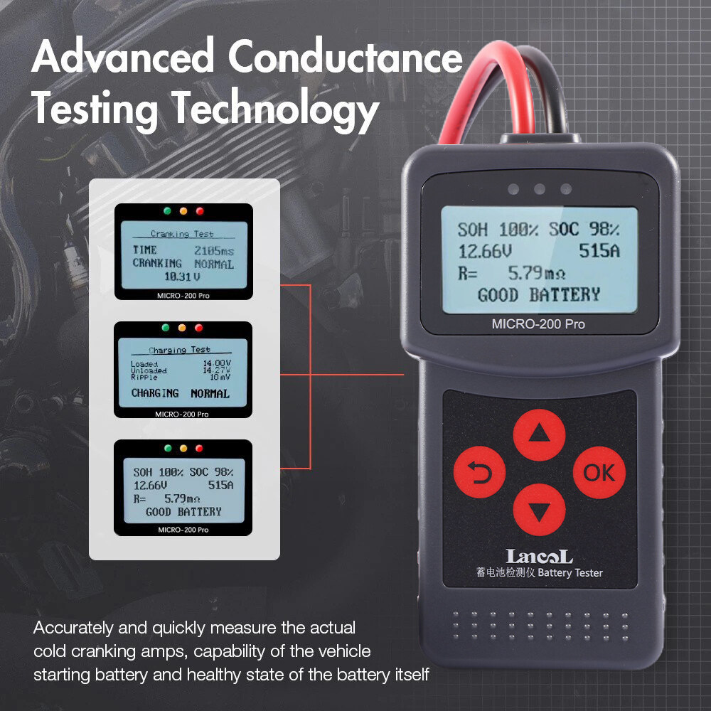 LANSL เครื่องทดสอบแบตเตอรี่รถยนต์ MICRO-200 PROเครื่องวิเคราะห์ระบบ ...