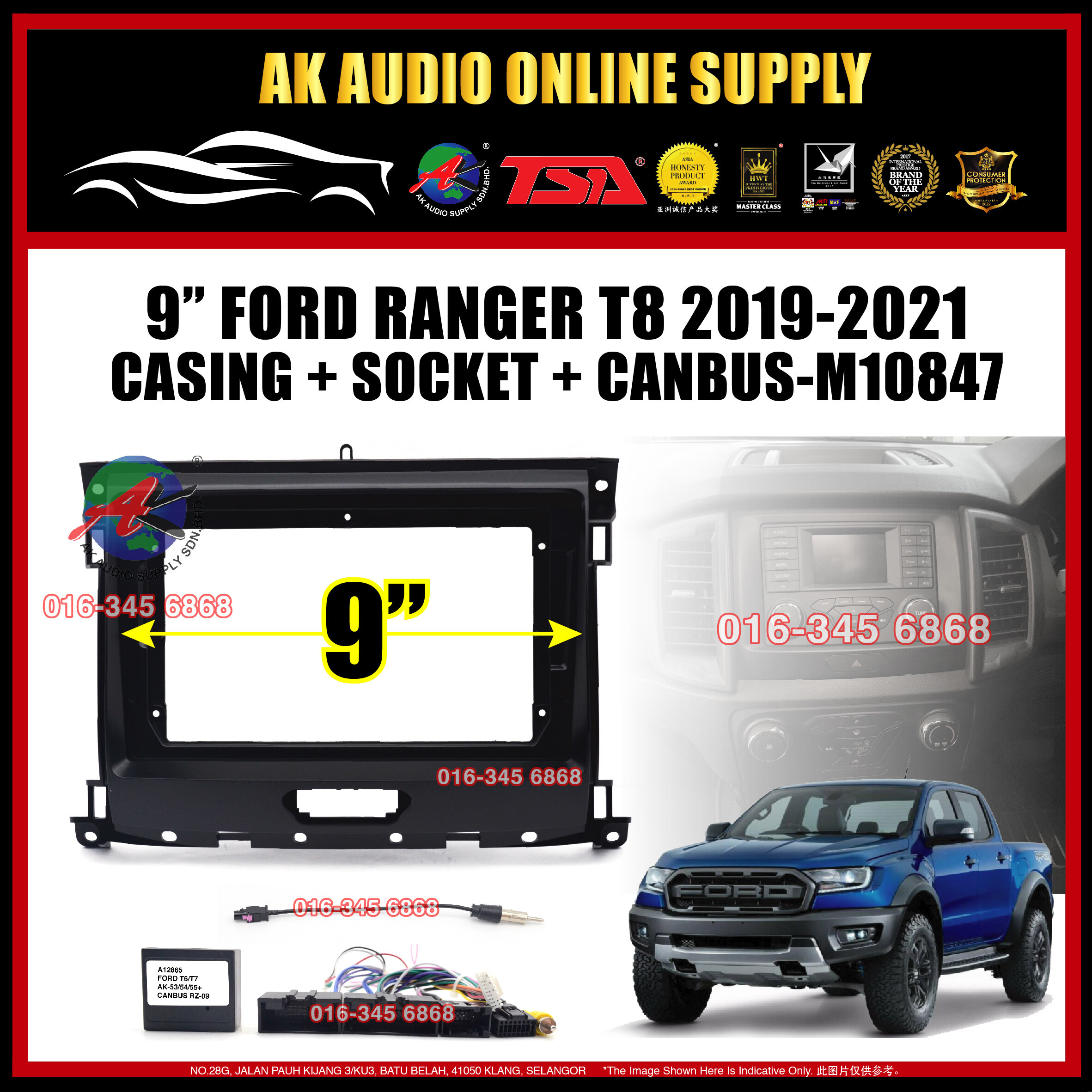 Ford Ranger T8 2019 - 2021 Android Player 9" inch Casing + Socket With ...