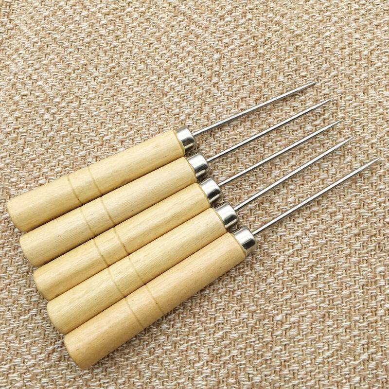 [Buy 4 get 4%]Wooden Handle Sewing Awl Hand Stitcher Leather Canvas ...