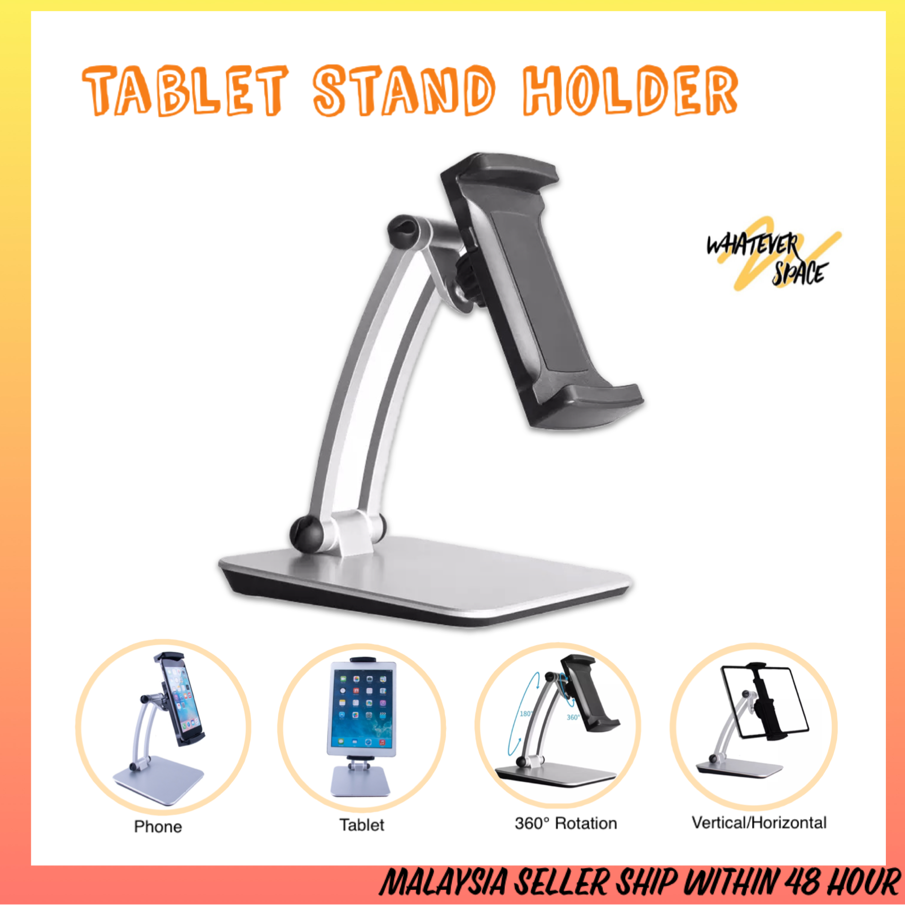 Tablet Stand Holder Foldable Adjustable Angle Support Bracket Mount for ...
