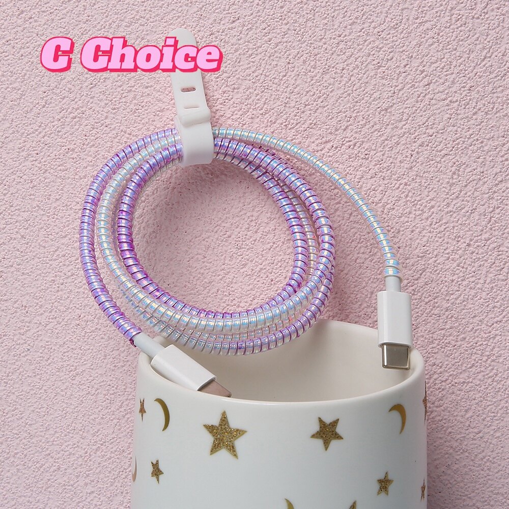 Gradient Laser USB Data Cord Protector Rope Cartoon cord organizer For ...