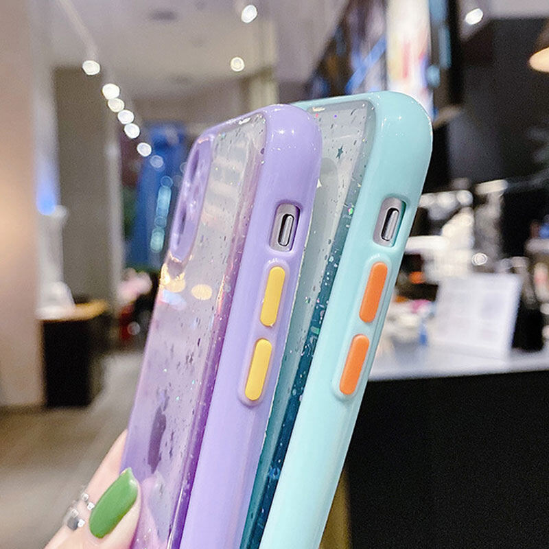 QAWSEDR Glitter สำหรับ VIVO Y21 Y21s กล้องโปร่งใสสำหรับสาว Backplane ...