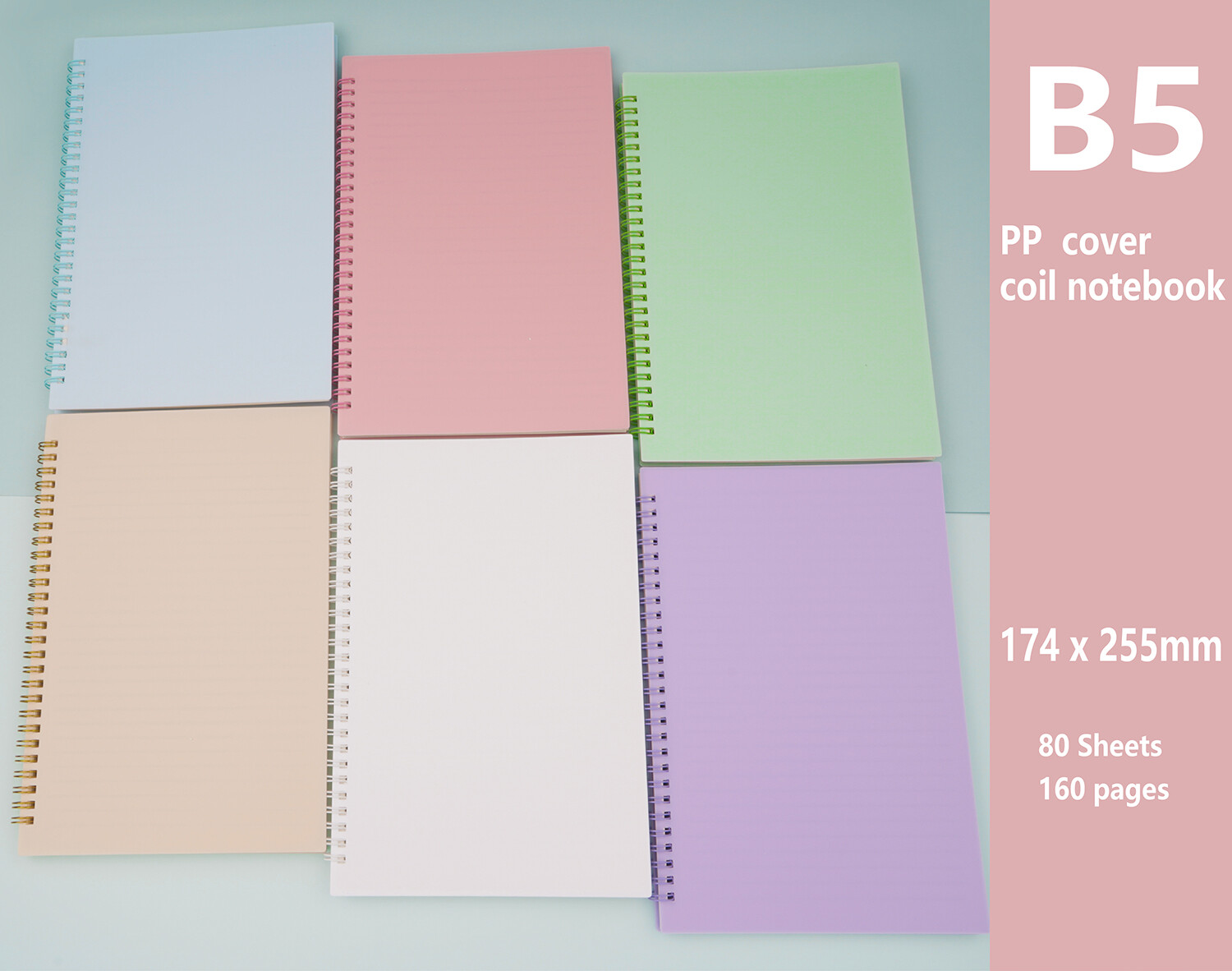 B5 80แผ่น (160หน้า) สีปก PP สมุดบันทึกแบบมีขดลวด - DM4Zls.Selection ...