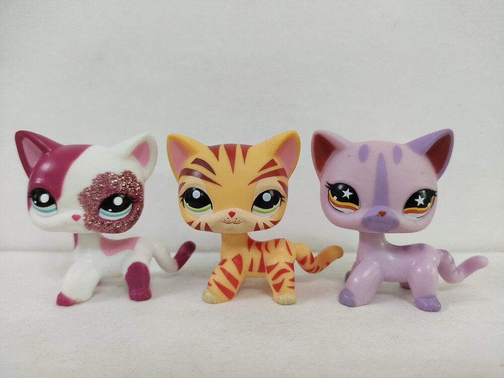 3ชิ้น/ล็อต LPS Toy Pet Shop Cat #2291 #1415 #933 Littlest Pet Shop Kid ...