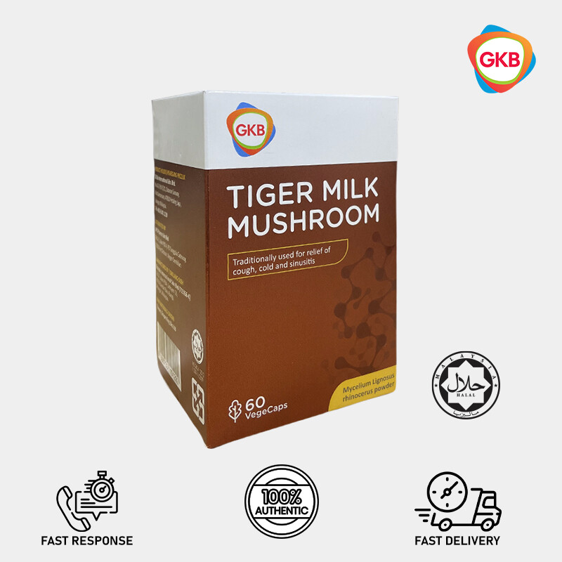 GKB Tiger Milk Mushroom 490mg (60 Capsules) [MAL17117005T] Lung Health ...