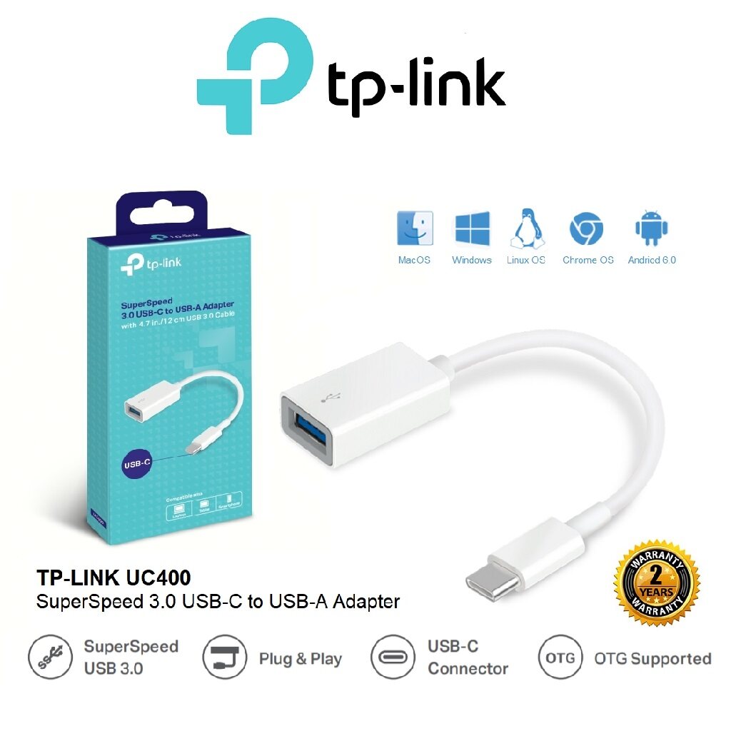 TP-LINK UC400 SUPERSPEED 3.0 USB-C TO USB-A ADAPTER CONVERTER OTG ...